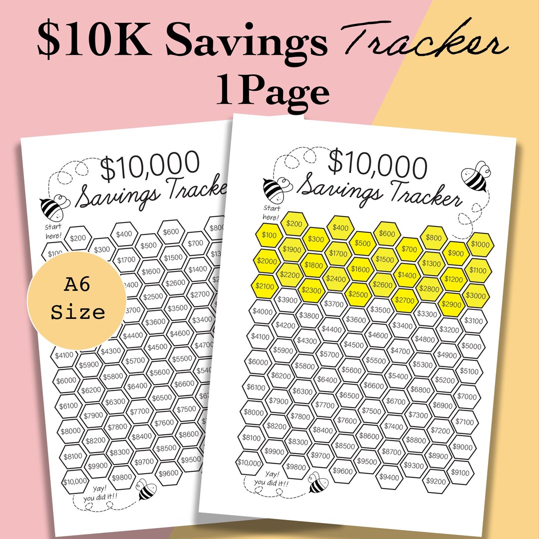 A6 10k Savings Tracker Printable, 10000 Savings Challenge Tracker, A6 ...