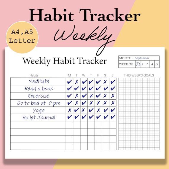 Weekly Habit Tracker Printable Daily Habit Tracker Printable | Etsy