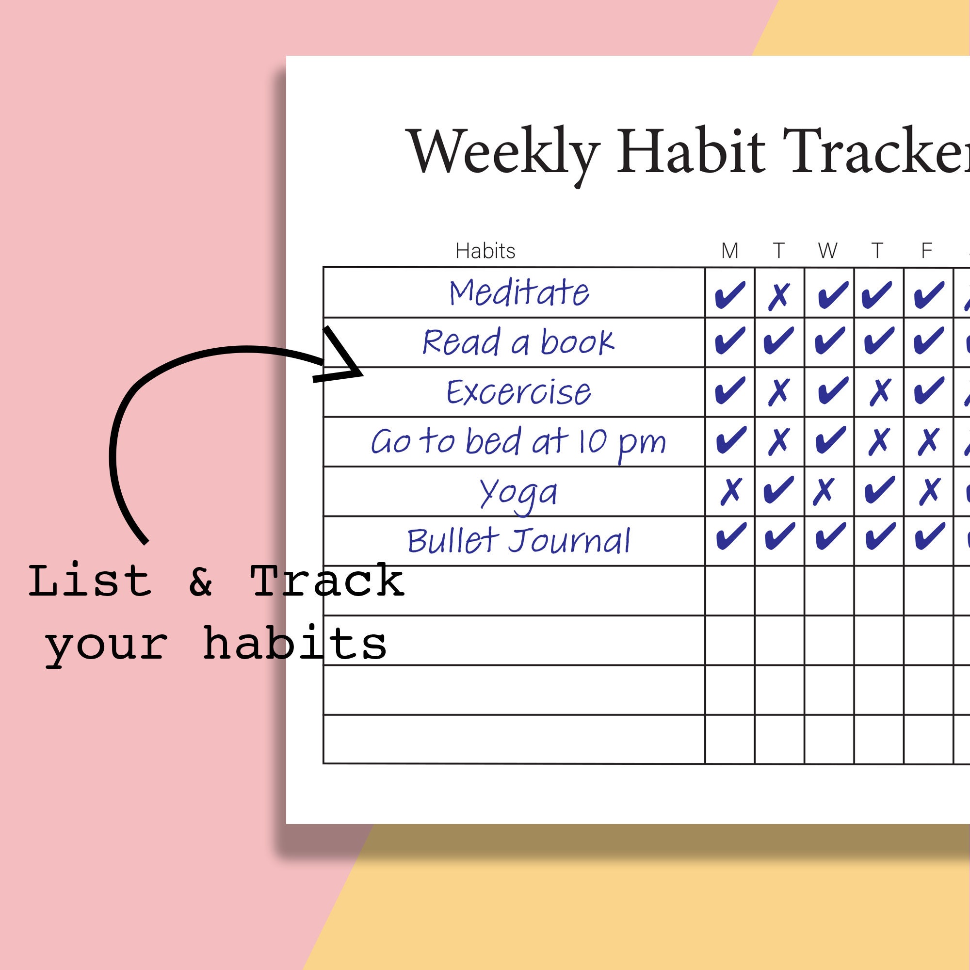 Weekly Habit Tracker Printable Daily Habit Tracker Printable - Etsy