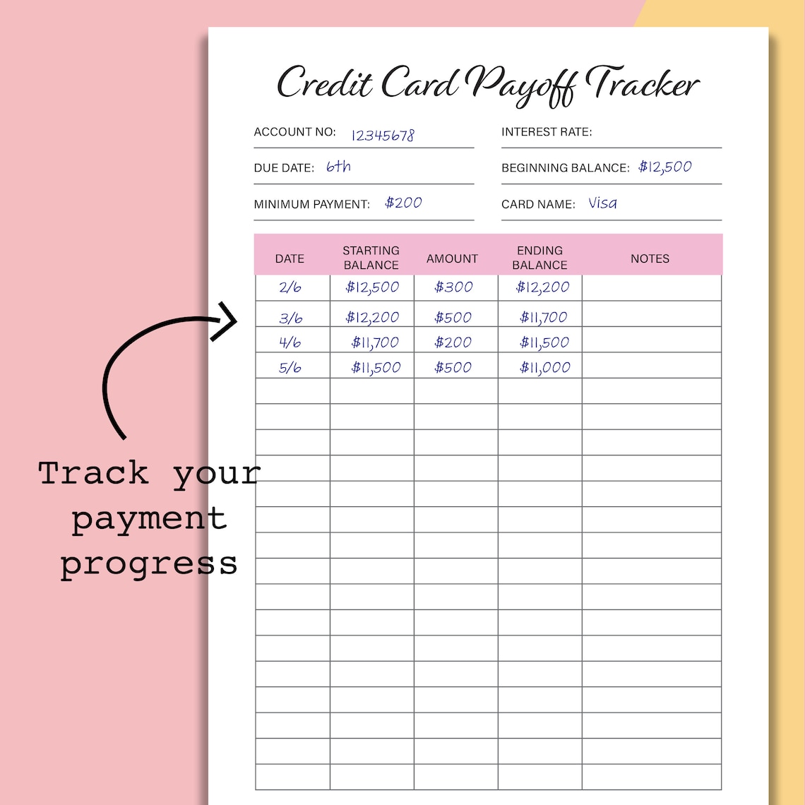 Credit Card Payoff Tracker PDF, Credit Card Payment, Credit Card ...