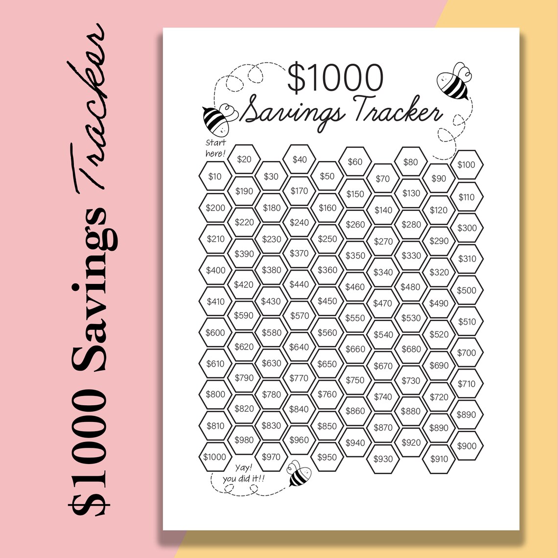 A6 Savings Challenge Free Printable