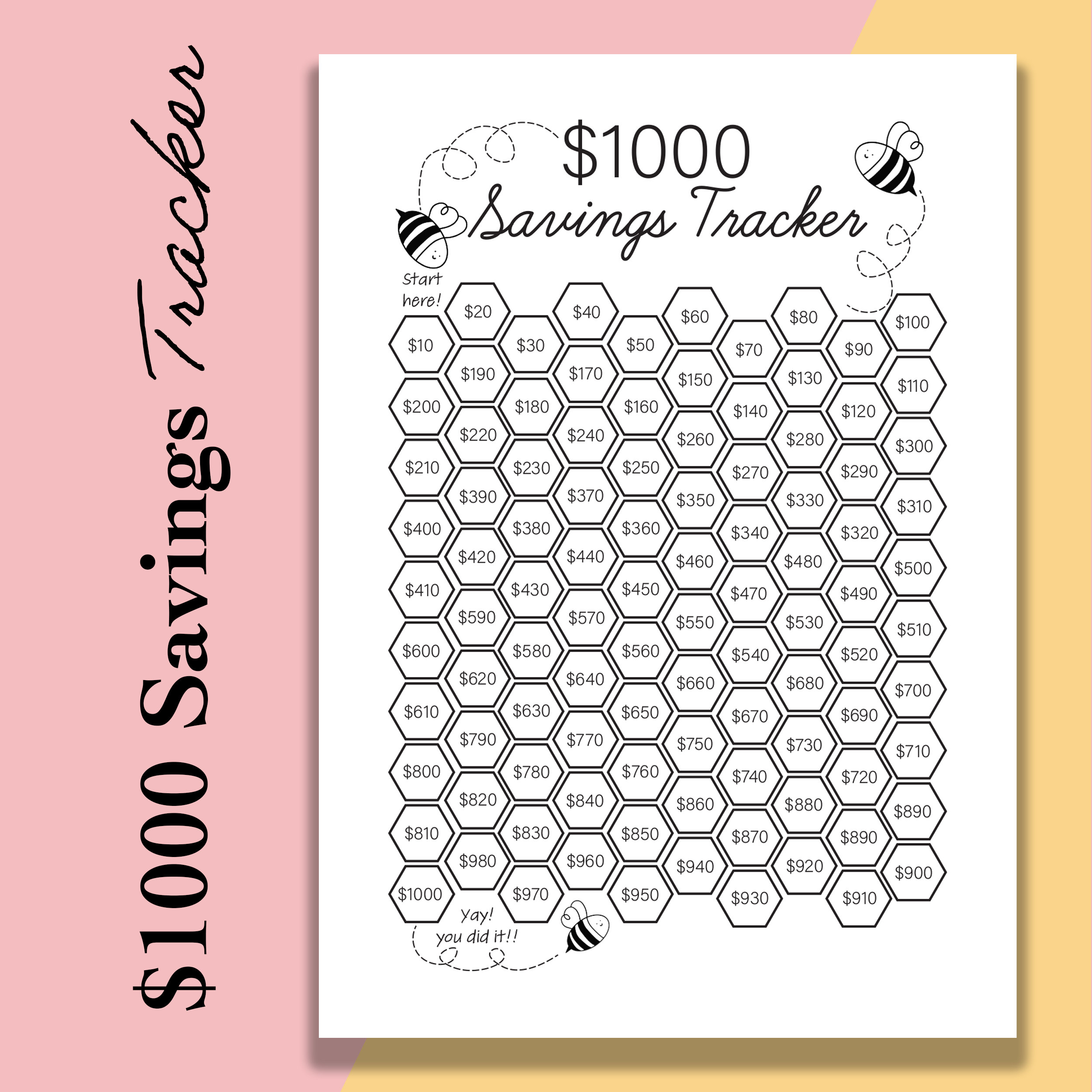 A6 1k Savings Tracker Printable, 1000 Savings Challenge Tracker, Money ...