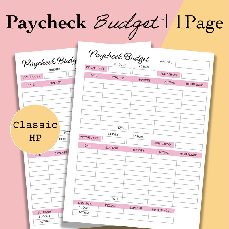 Paycheck to Paycheck Budget Printable, Classic Happy Planner Paycheck ...
