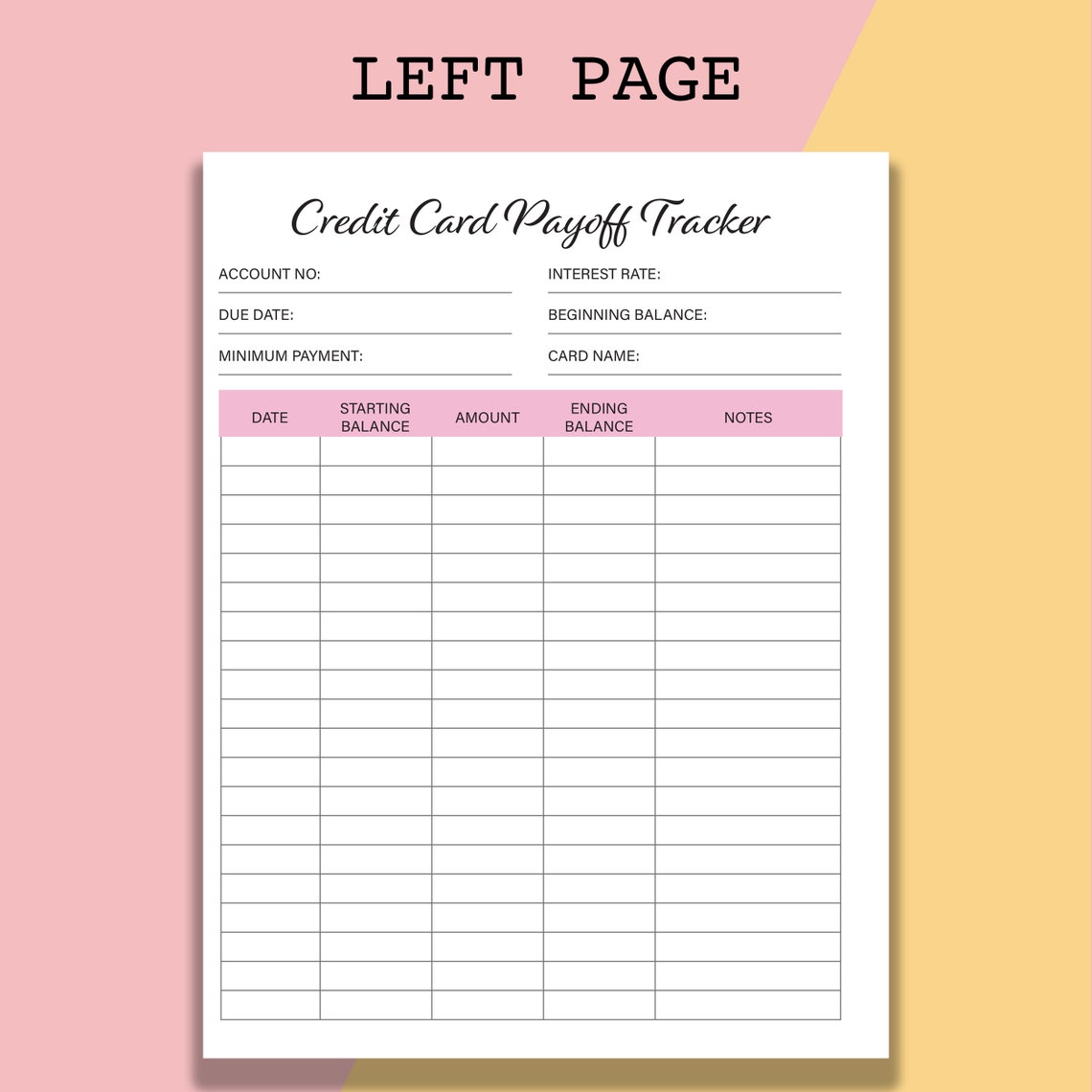 Credit Card Payoff Tracker PDF, Credit Card Payment, Credit Card ...