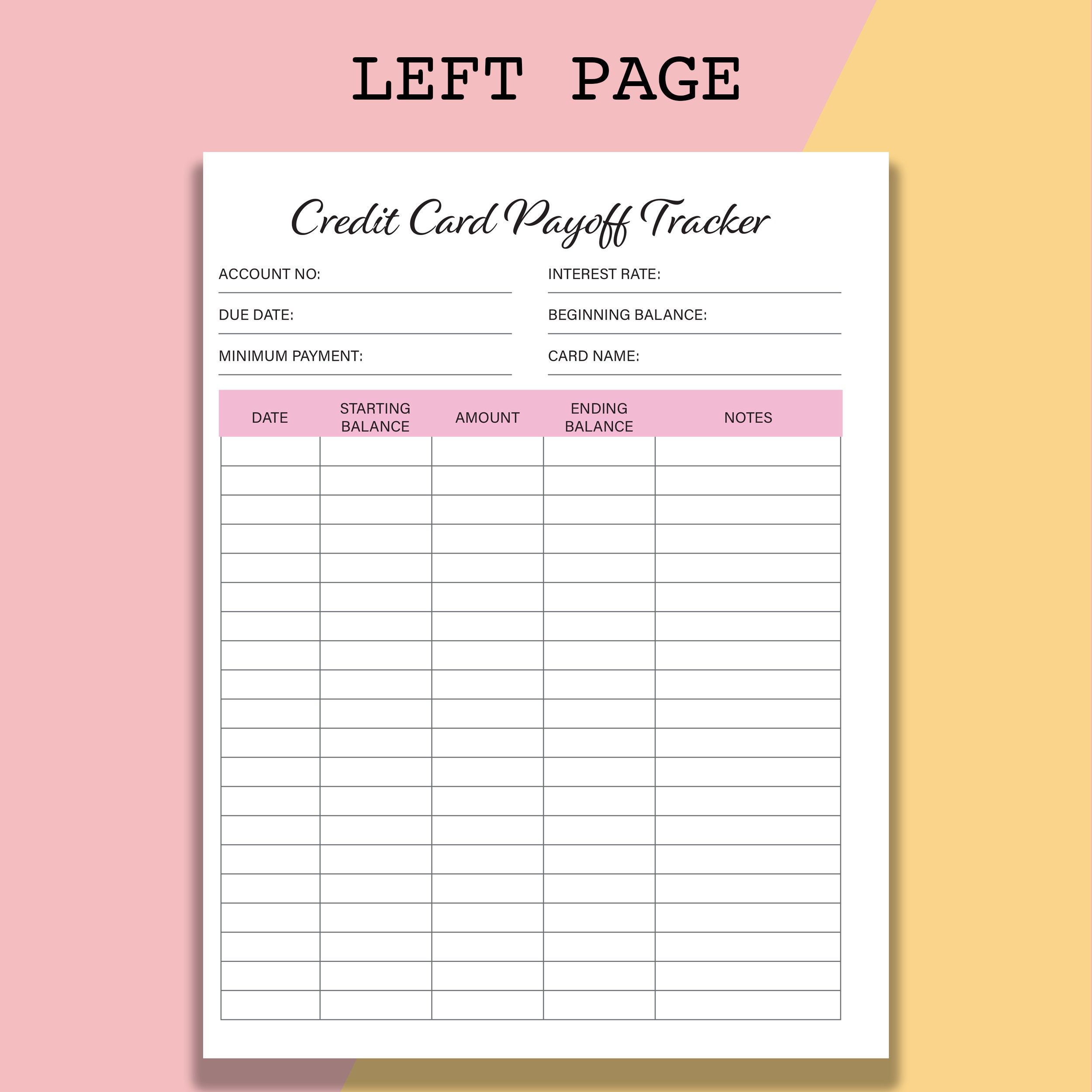 Credit Card Payoff Tracker PDF, Credit Card Payment, Credit Card ...