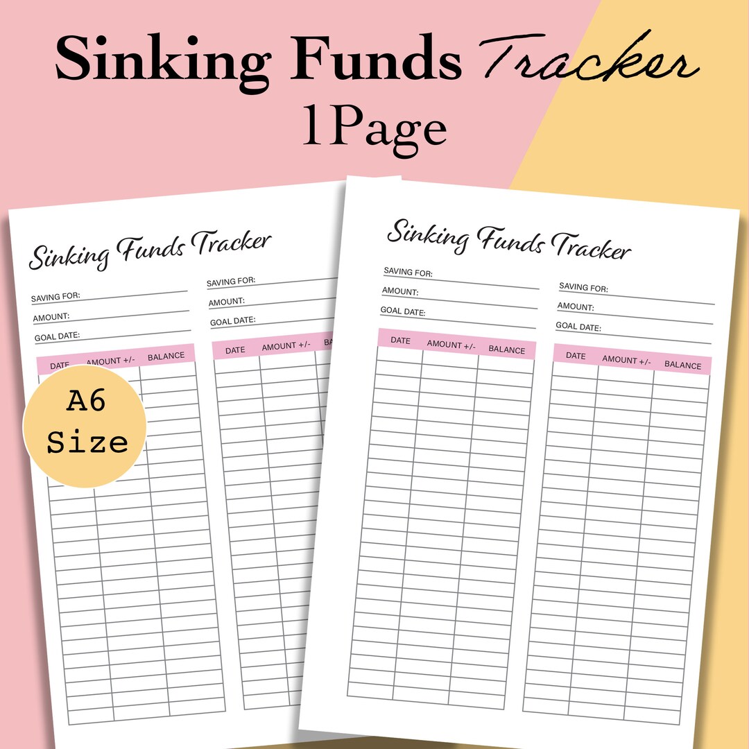 A6 Sinking Funds Tracker Printable, Savings Goal Tracker PDF, Savings ...