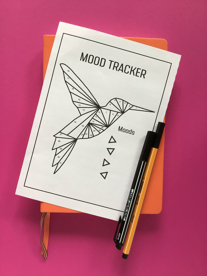 Mood Tracker Printable PDF, Monthly Mood Tracker Insert, Daily Mood ...
