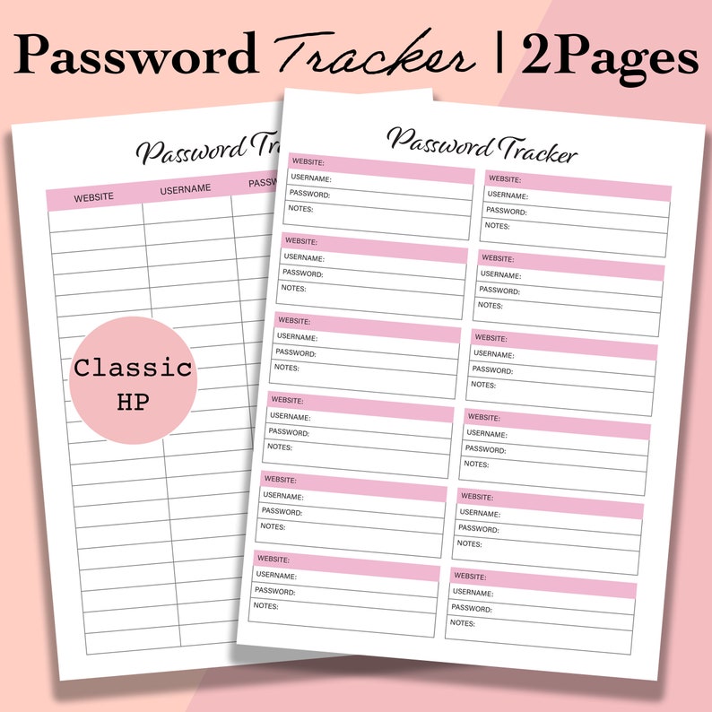 Classic Happy Planner Password Tracker Printable, Password Tracker ...