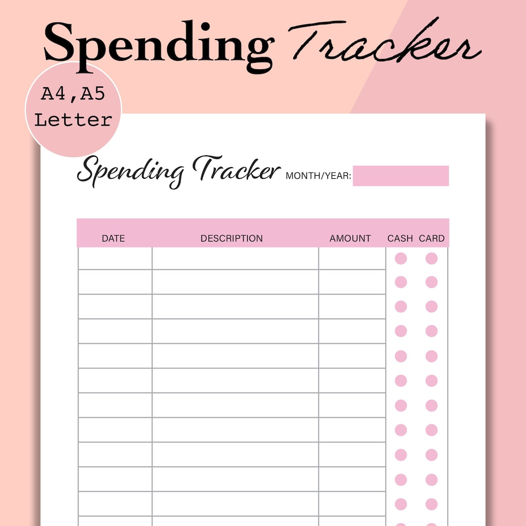 A5 Spending Tracker Printable, Expense Tracker Inserts PDF, Daily ...