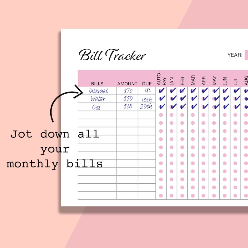 A6 Bill Tracker Yearly, Monthly Bill Tracker Printable, Bill Organizer ...