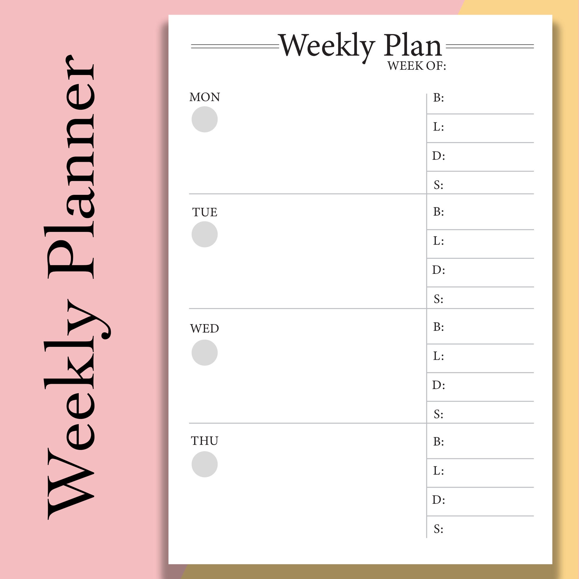 WO2P Printable Undated Week on Two Pages A5 Weekly Planner - Etsy