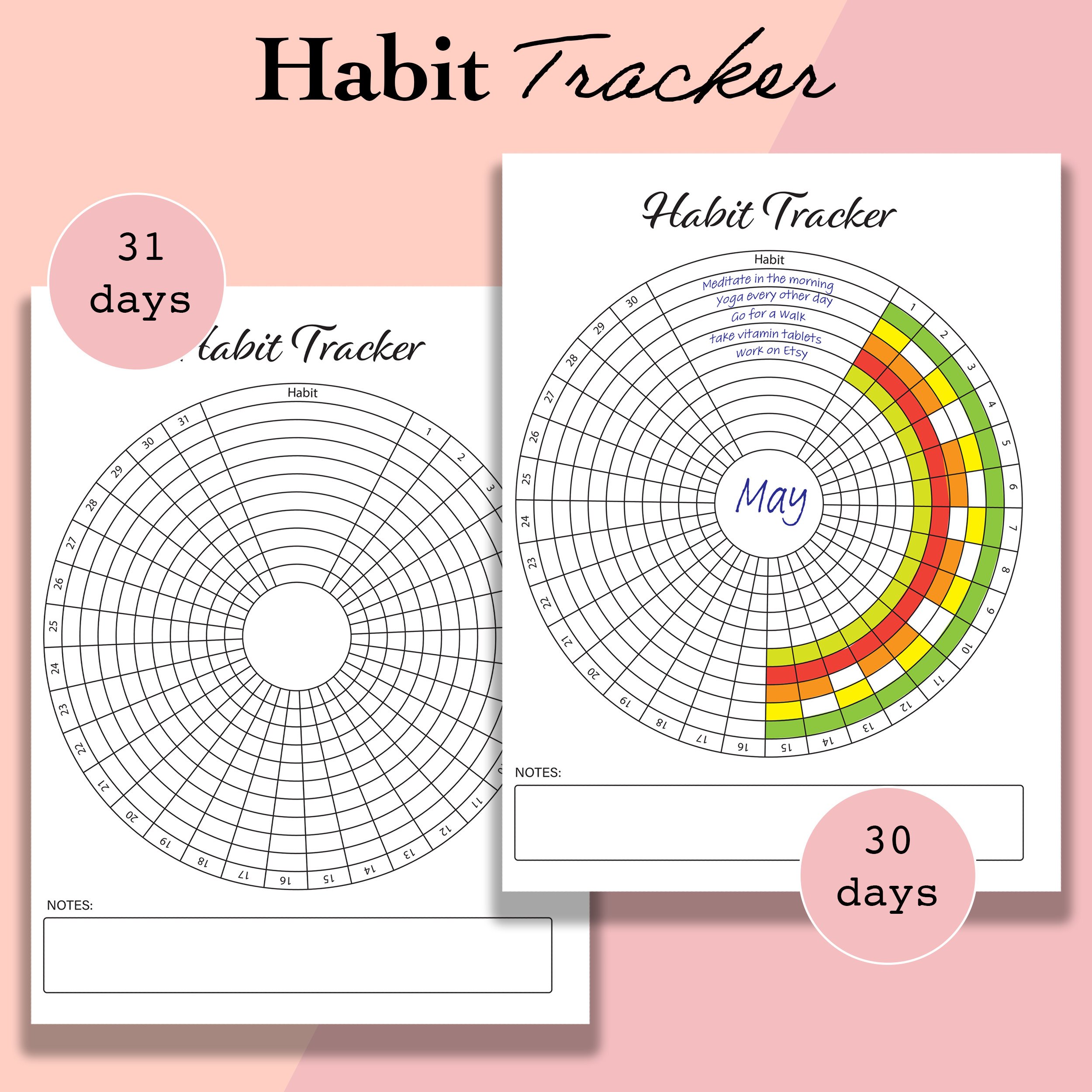 Classic Happy Planner Habit Tracker Printable, Daily & Monthly Habit ...