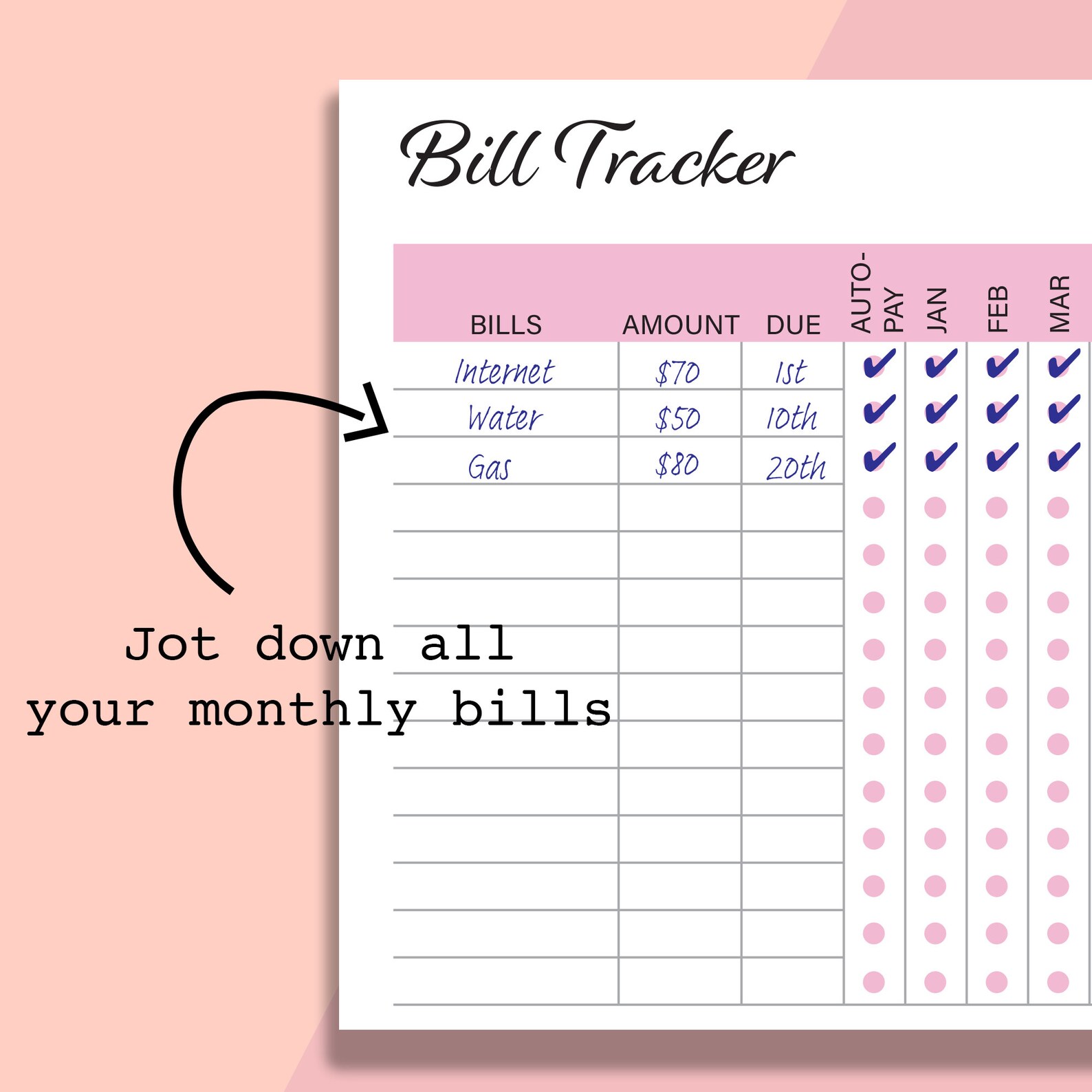 Bill Tracker Printable Inserts, Monthly/yearly Bill Organizer, Bill Pay ...