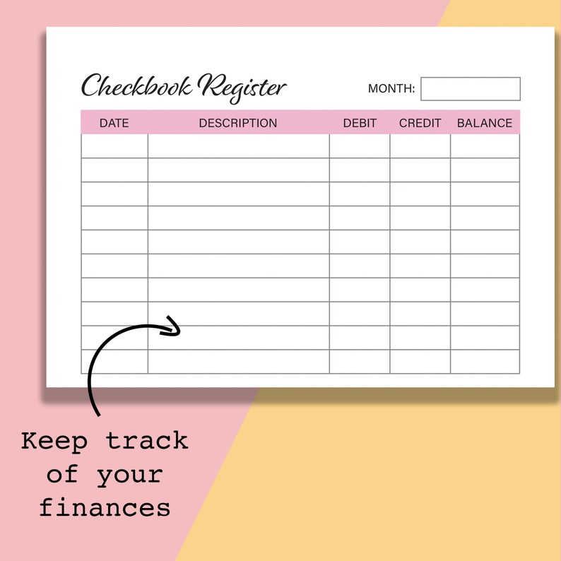 A6 Check Register Printable Planner, Checkbook Register Book Pages ...