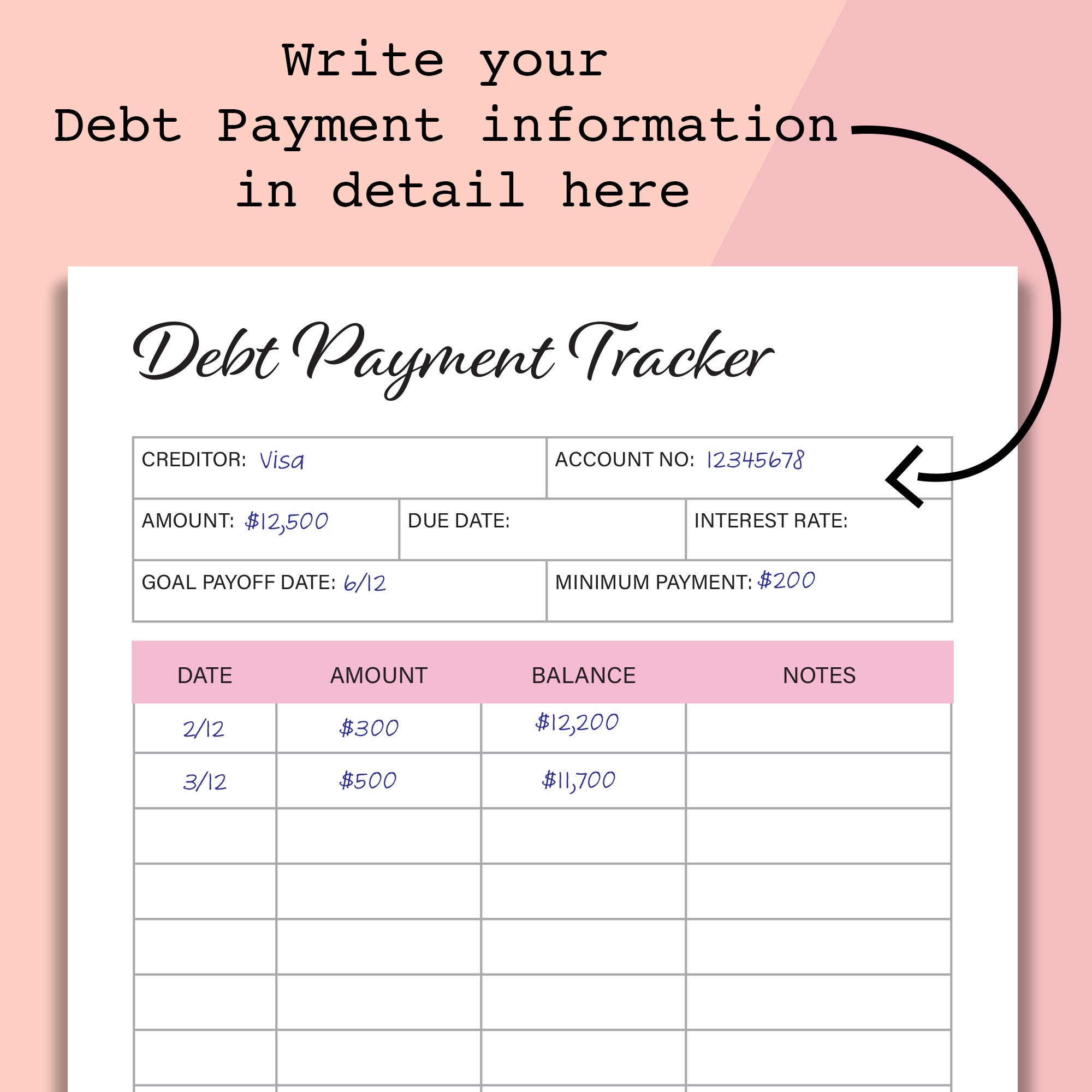 Debt Payoff Tracker, Debt Snowball Printable, Debt Progress Worksheet ...