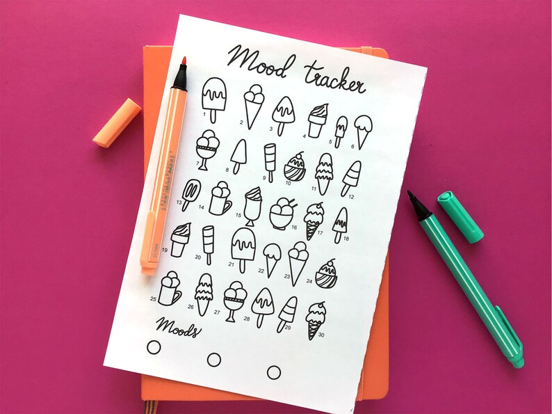 Mood Tracker Printable PDF, Monthly Mood Tracker Insert, Daily Mood ...