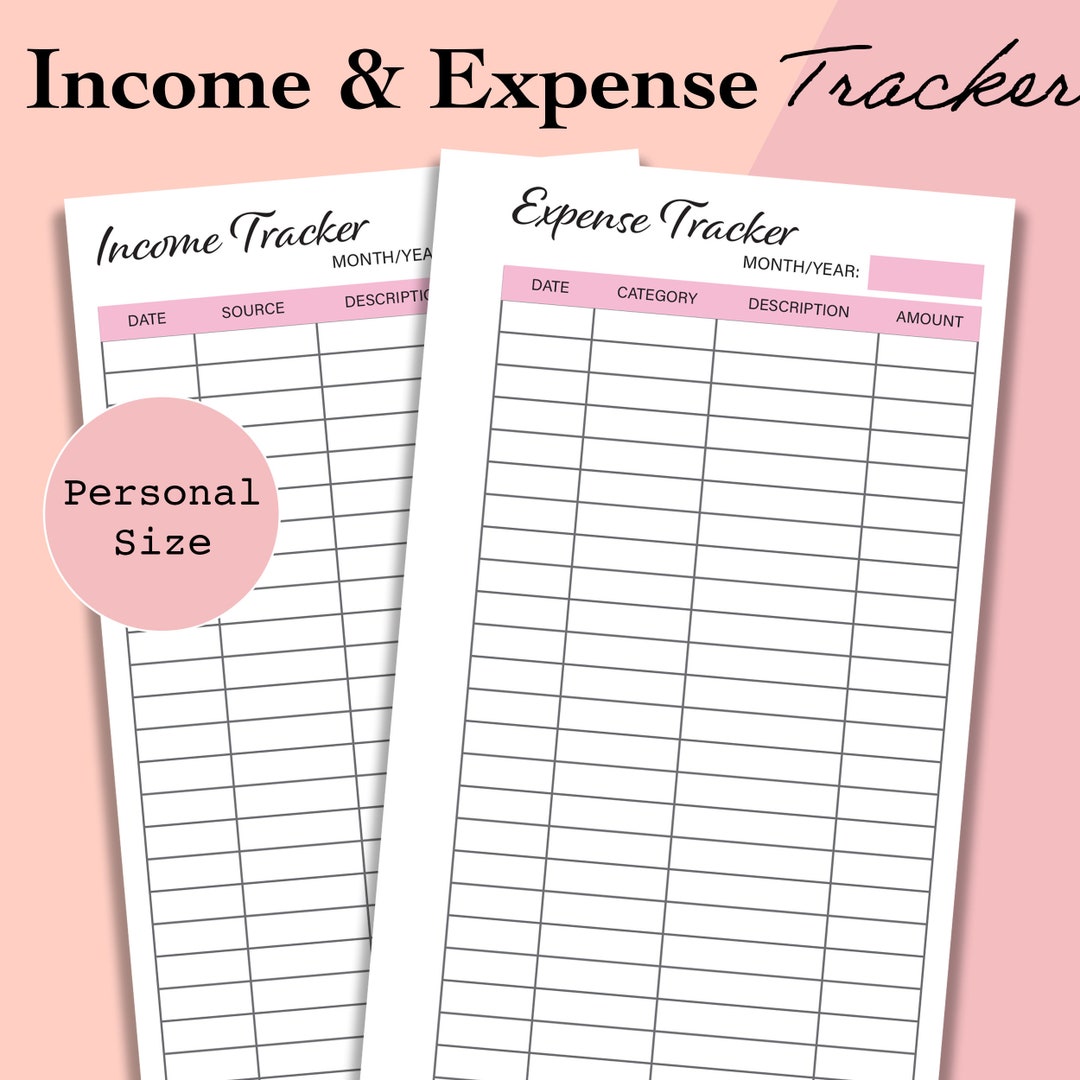 Personal Size Income and Expense Tracker Printable, Income Tracker Log ...