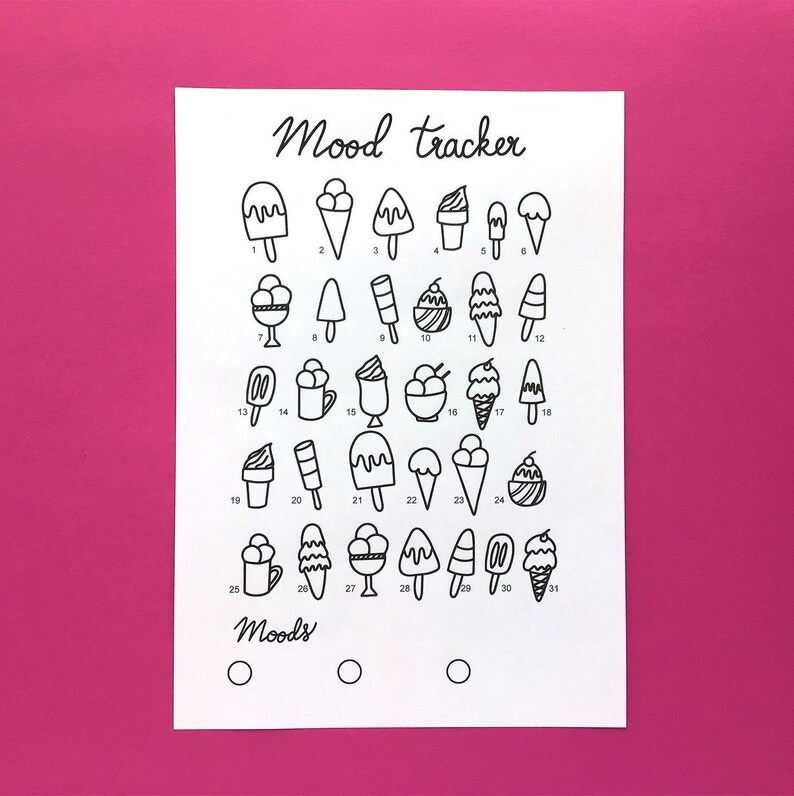 Mood Tracker Printable PDF, Monthly Mood Tracker Insert, Daily Mood ...