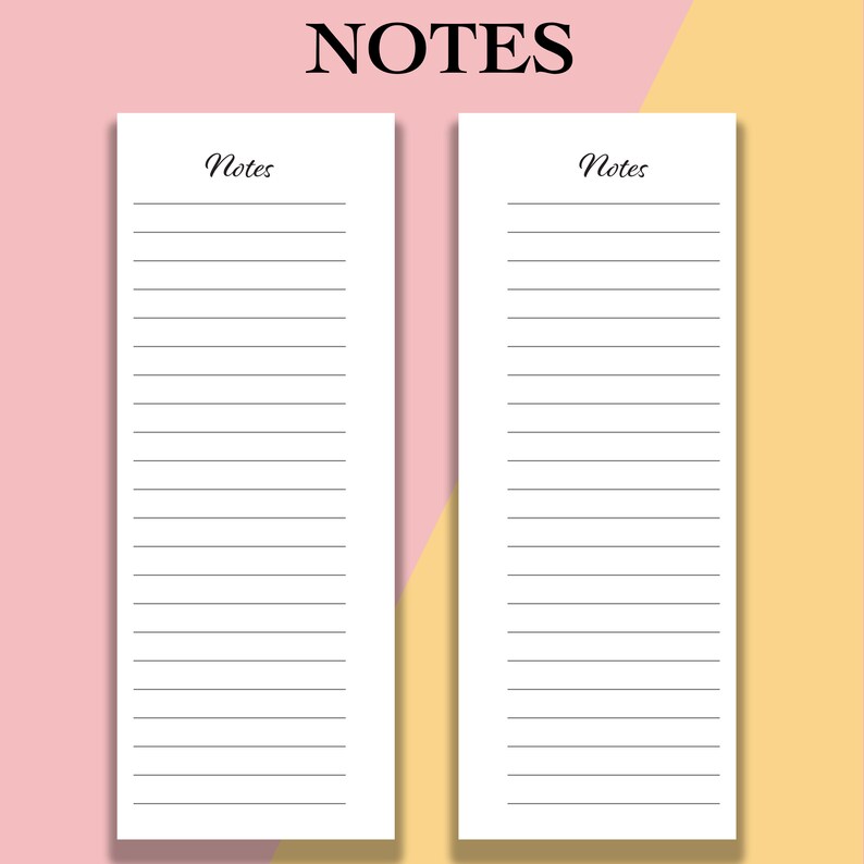 Skinny Mini HP Notes Planner Inserts, Lined Notes Printable Paper ...
