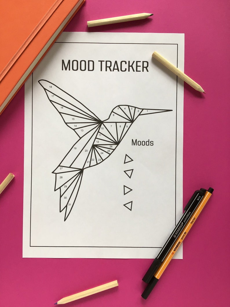Mood Tracker Printable PDF, Monthly Mood Tracker Insert, Daily Mood ...