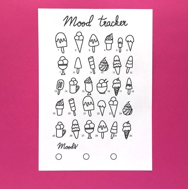 Mood Tracker Printable PDF, Monthly Mood Tracker Insert, Daily Mood ...
