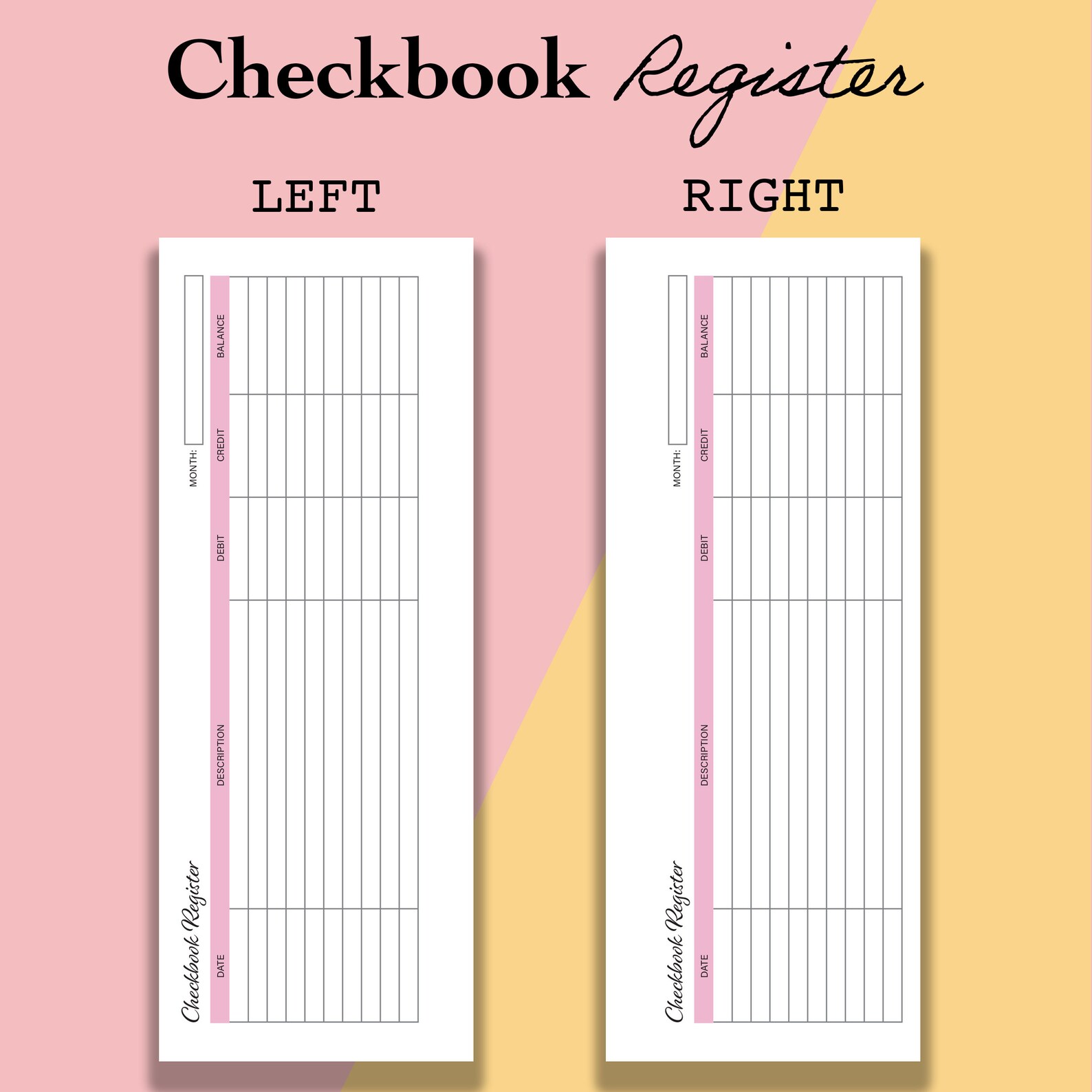 Skinny Mini HP Check Register Printable Planner Checkbook - Etsy