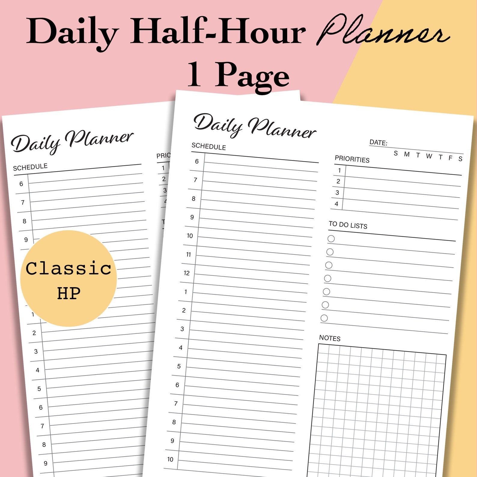 Classic Happy Planner Daily Planner Printable, Daily Hourly Planner ...
