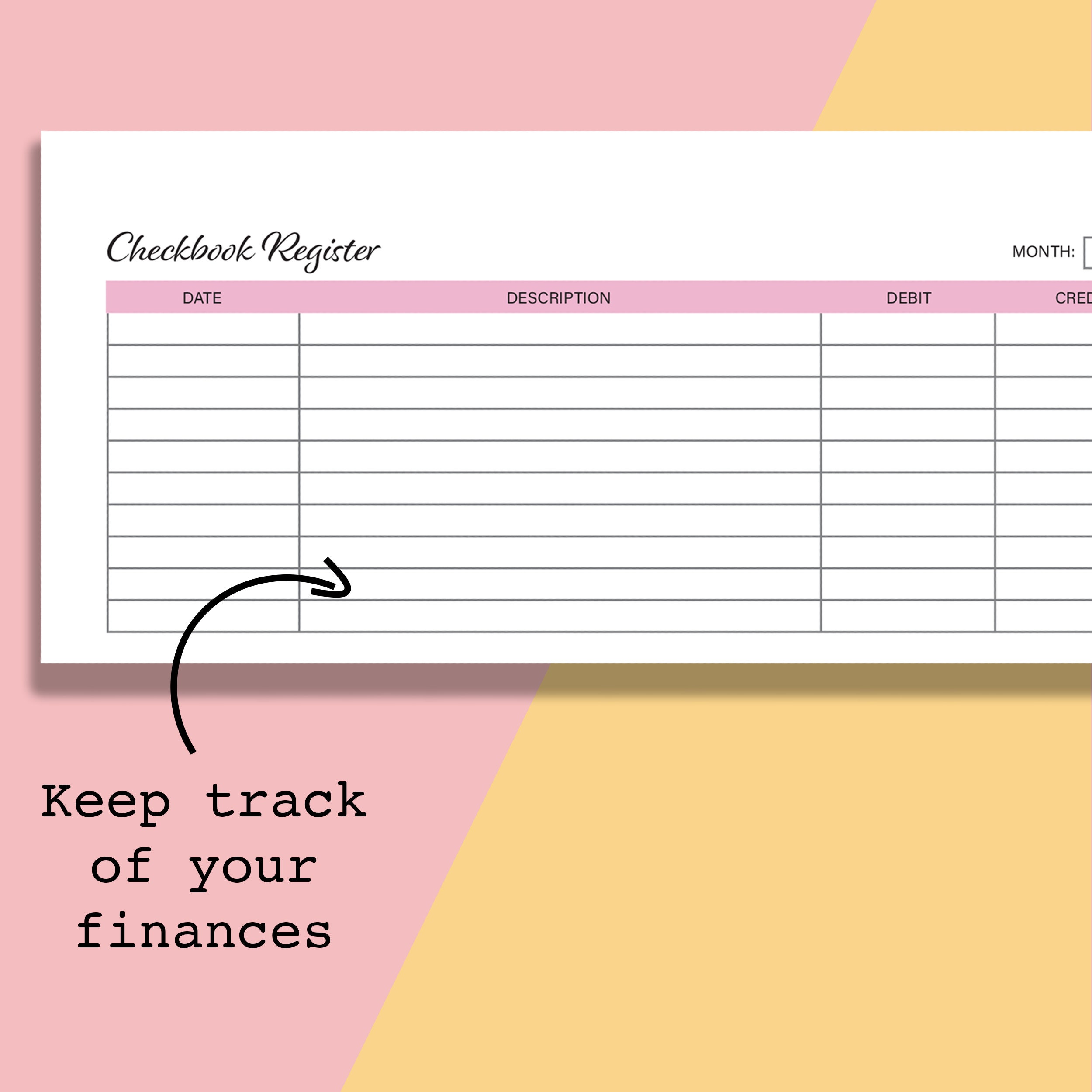Skinny Mini HP Check Register Printable Planner, Checkbook Register ...