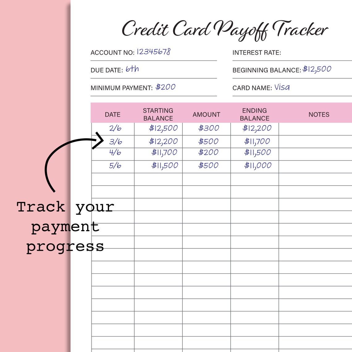 Credit Card Payoff Tracker PDF, Credit Card Payment, Credit Card ...