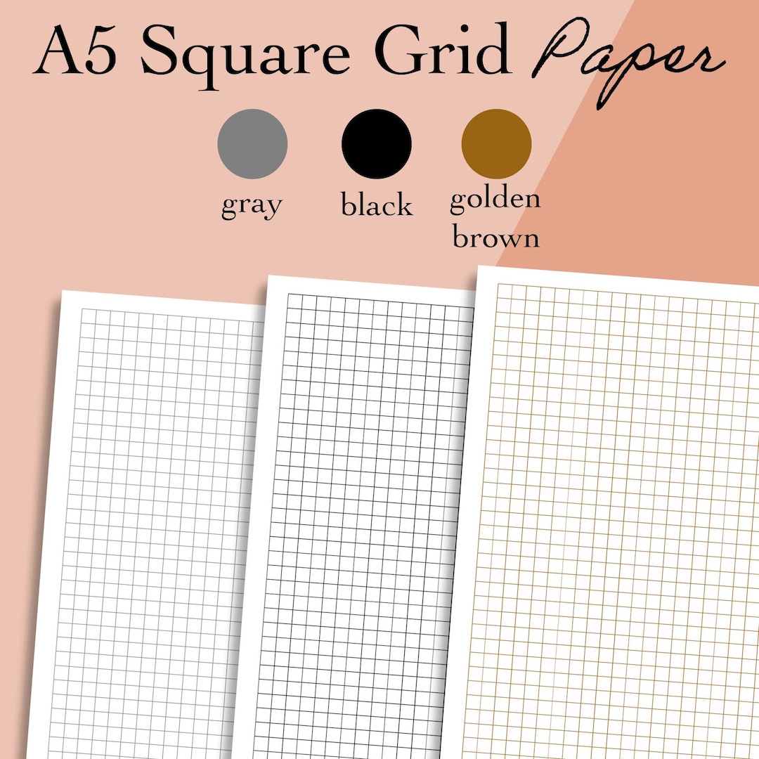 A5 Square Grid Paper Printable, 5mm Square Graph Paper Insert, A5 ...