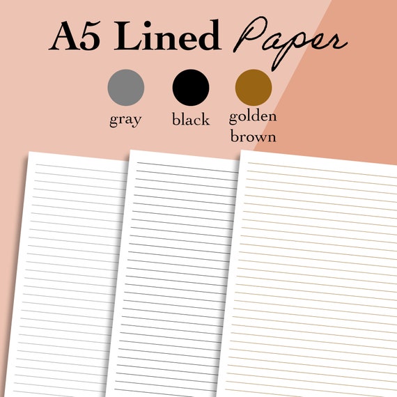 A5 Lined Paper Printable A5 Journal Ruled Paper Inserts PDF - Etsy