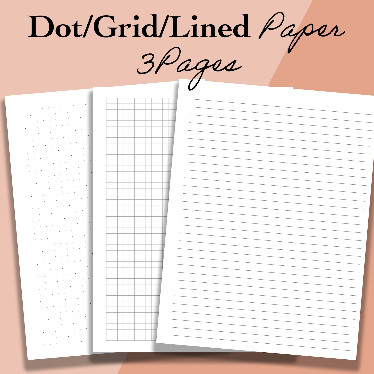 Classic Happy Planner Dot Grid Lined Paper Insert, Printable Writing ...