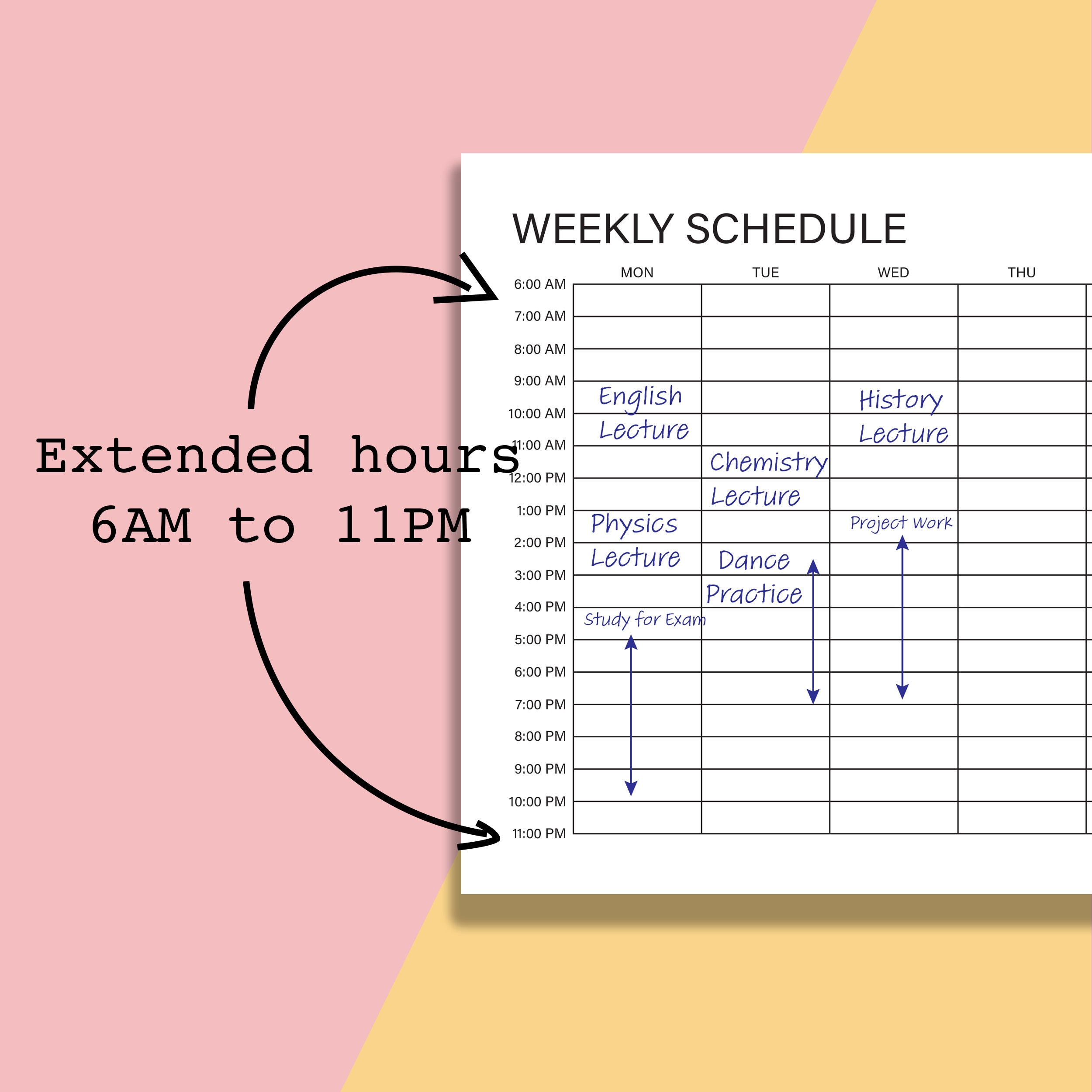 Weekly Schedule Landscape Printable, A5 Week on One Page, A5 Weekly ...