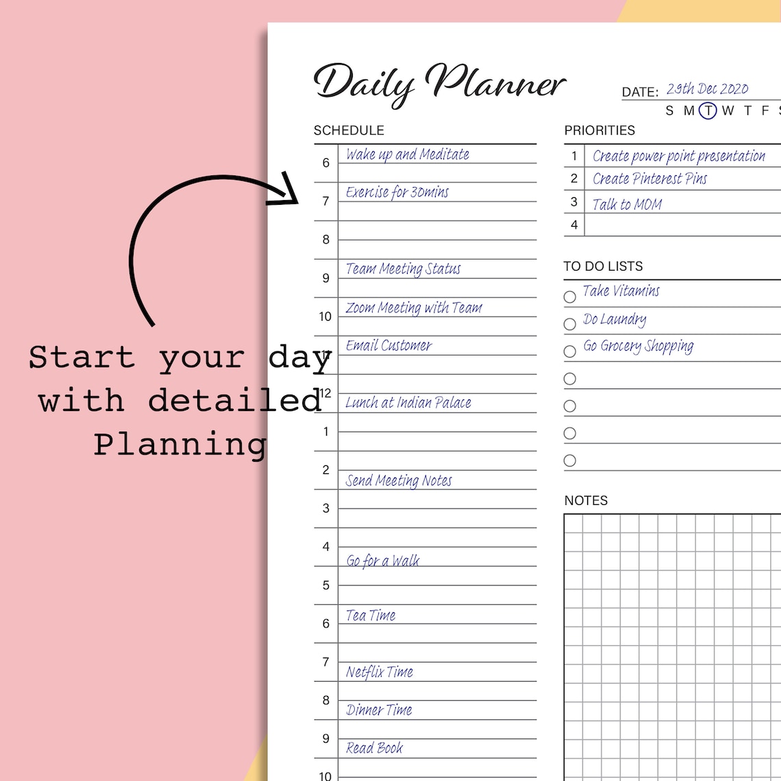 Daily Half Hour Planner PDF, Daily Printable Inserts, Daily Hourly ...