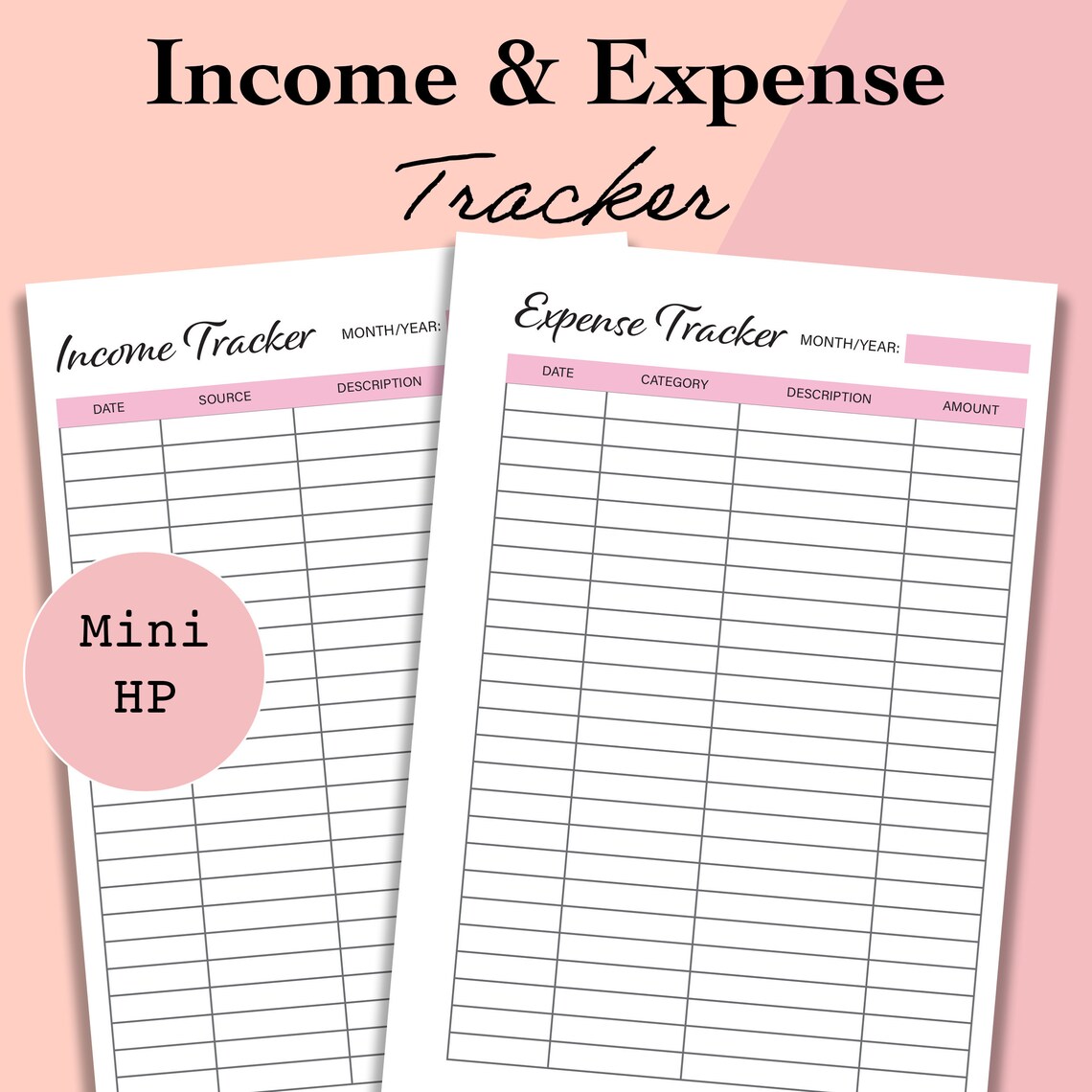 Mini Happy Planner Expense Tracker Printable, Income Tracker, Business ...