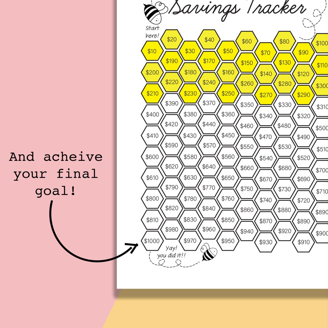A6 1k Savings Tracker Printable, 1000 Savings Challenge Tracker, Money ...