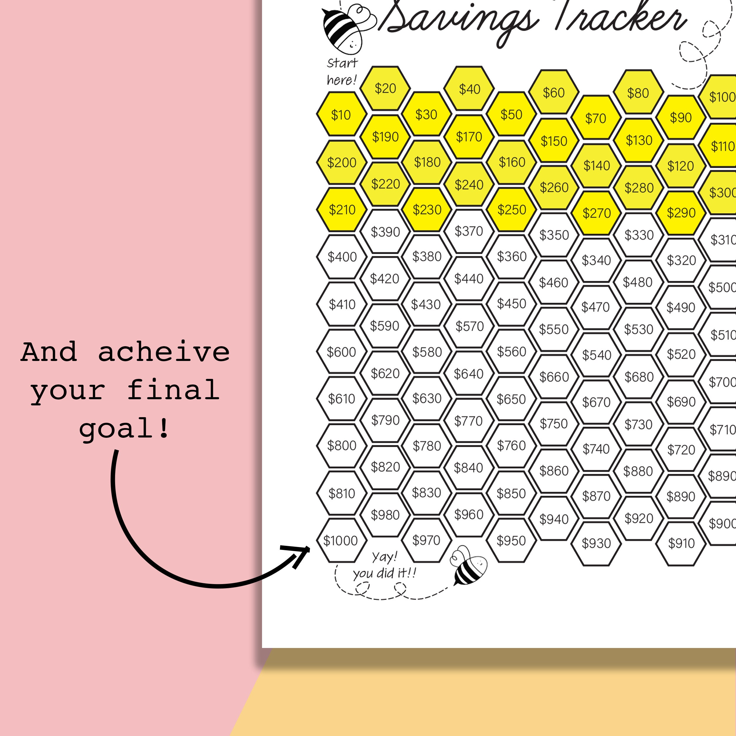 A6 1k Savings Tracker Printable, 1000 Savings Challenge Tracker, Money ...