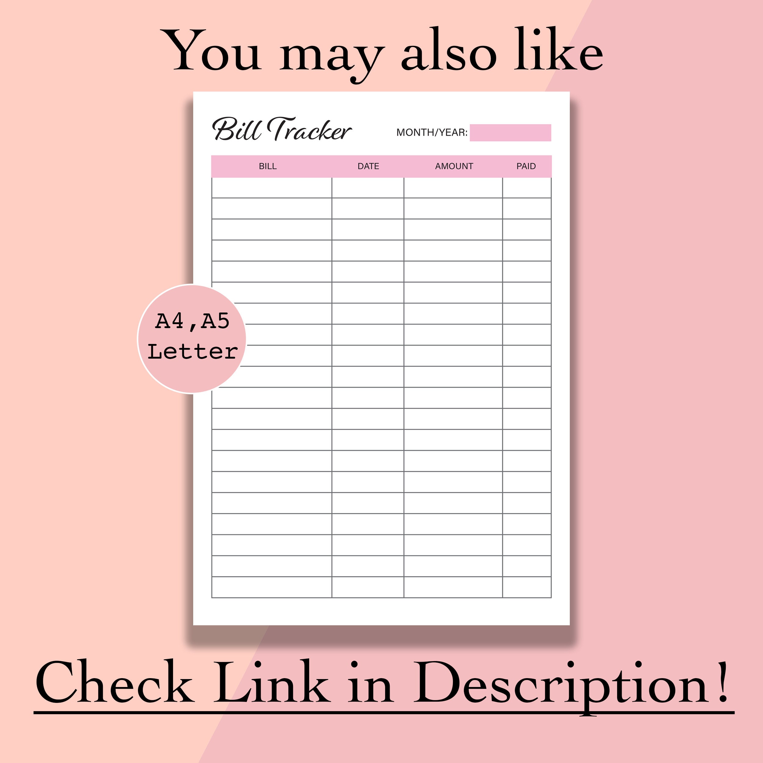 Bill Tracker Printable Inserts, Monthly/yearly Bill Organizer, Bill Pay ...