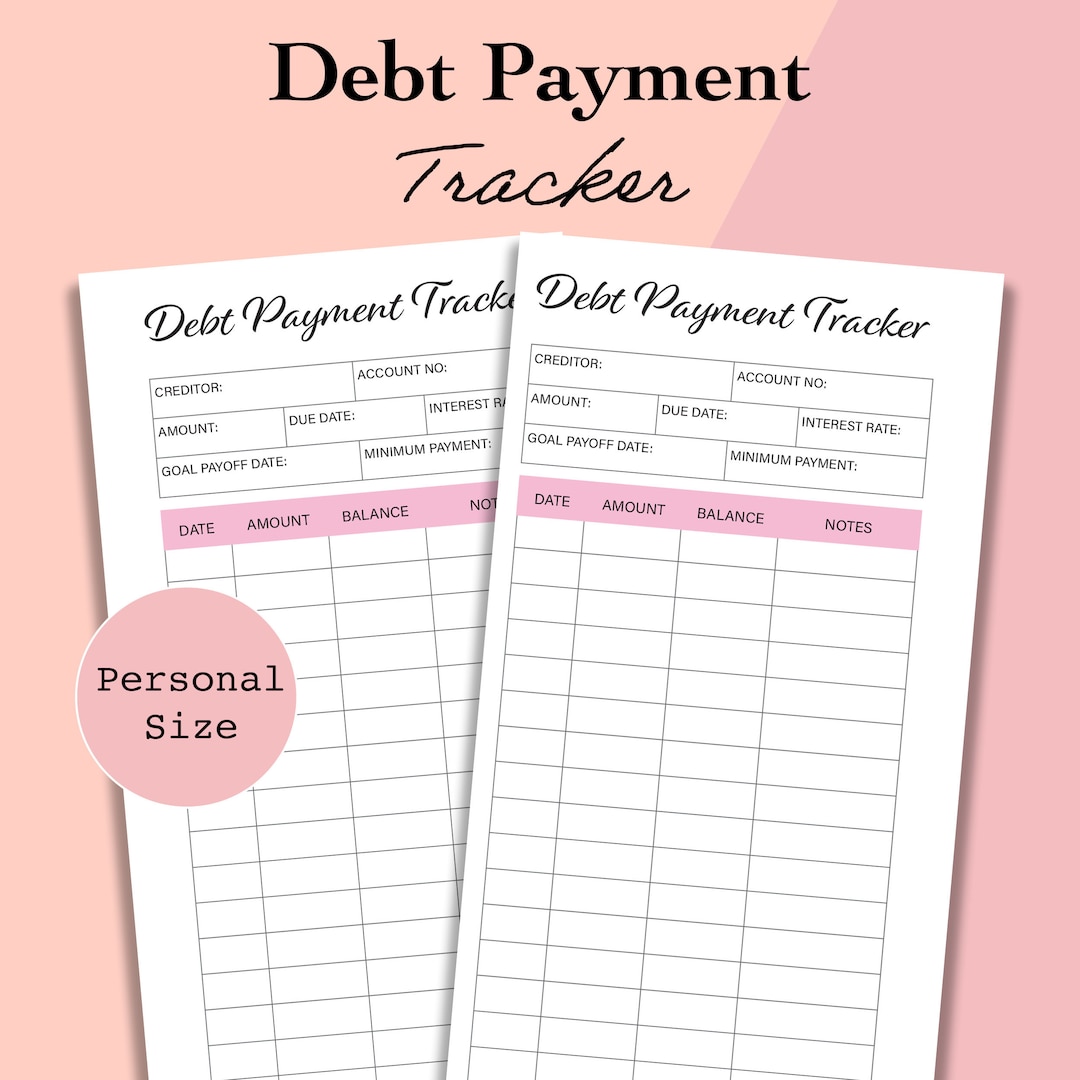 Personal Size Debt Payoff Tracker Inserts , Debt Tracker Printable PDF ...