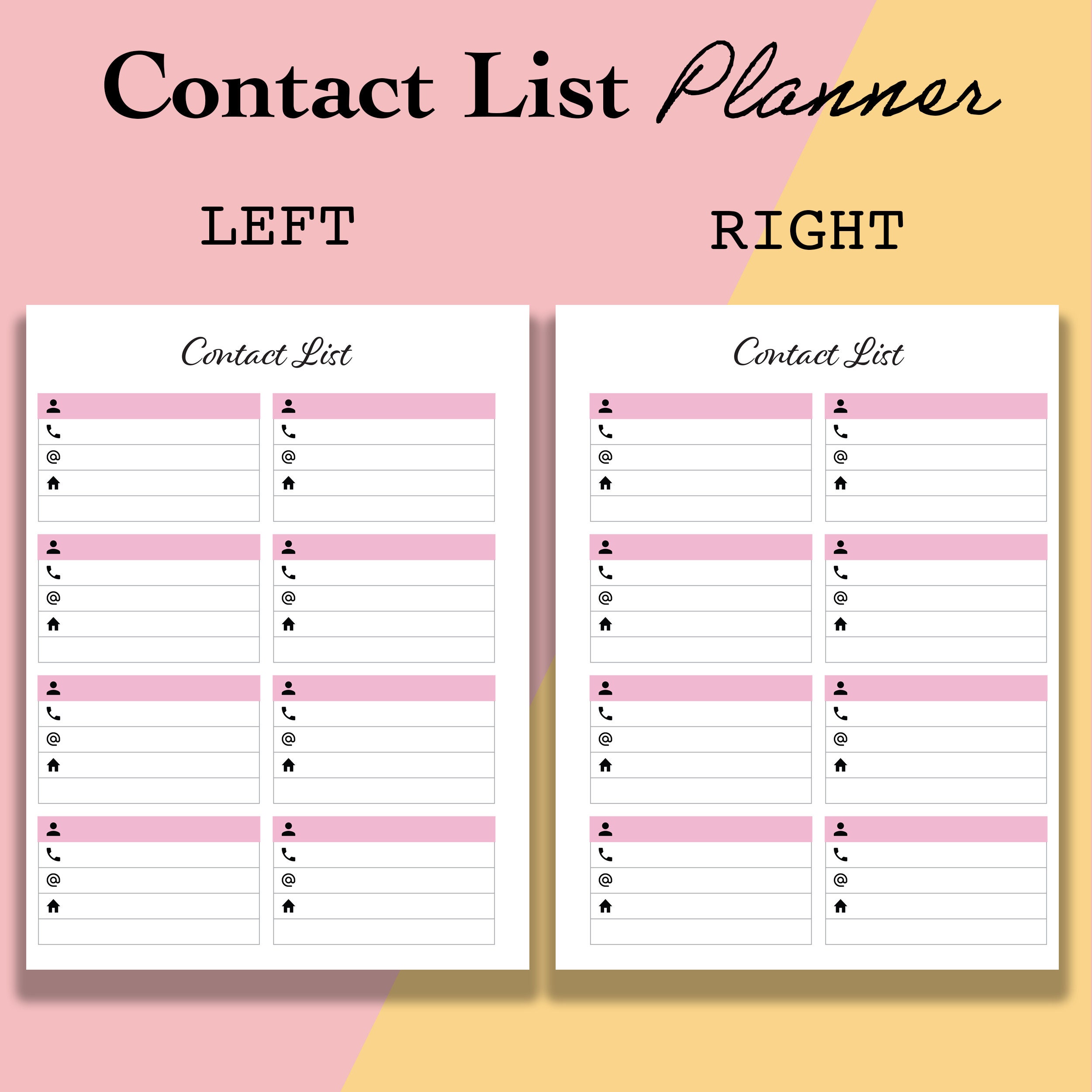 Classic Happy Planner Contact Pages, Happy Planner Address Book ...