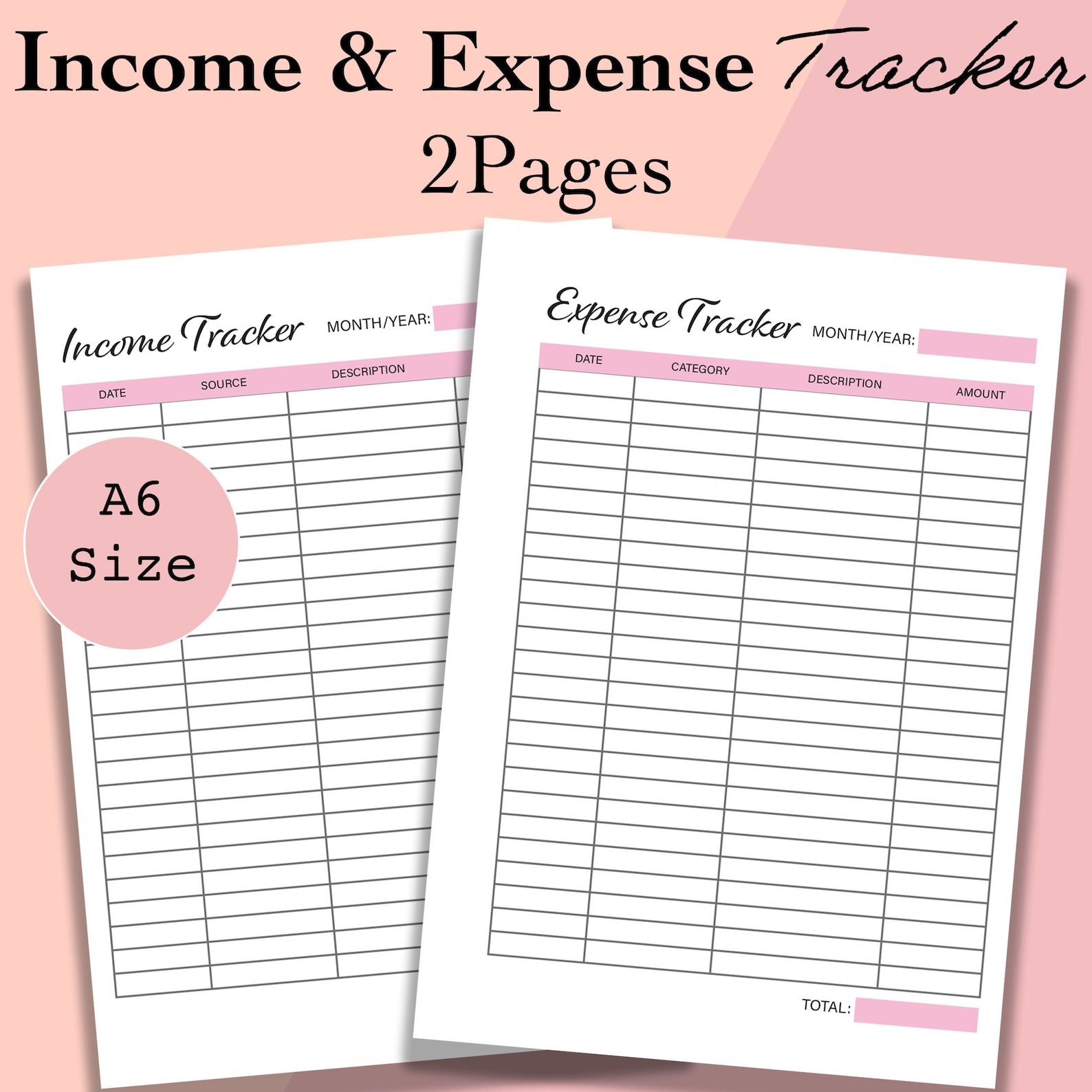 A6 Income and Expense Tracker Printable, A6 Income Tracker Log, A6 ...