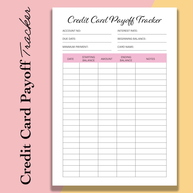 Credit Card Payoff Tracker PDF, Credit Card Payment, Credit Card ...