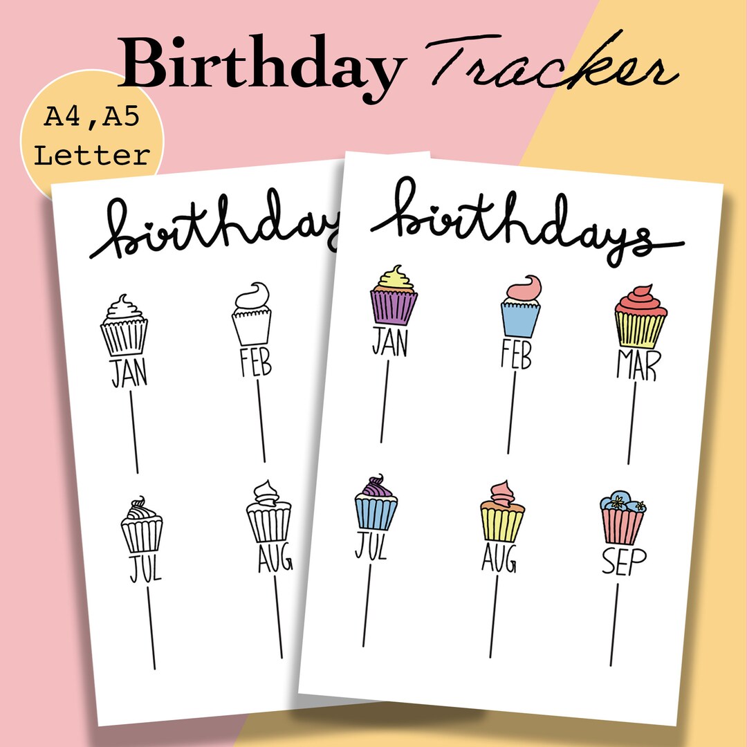 Birthday Tracker Printable, Birthday Tracker Planner, Birthday Log ...
