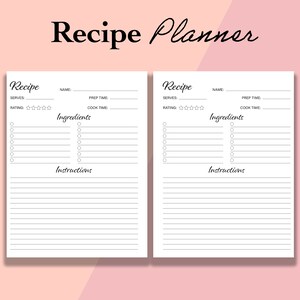 Classic Happy Planner Recipe Printable Page, Recipe Template PDF ...
