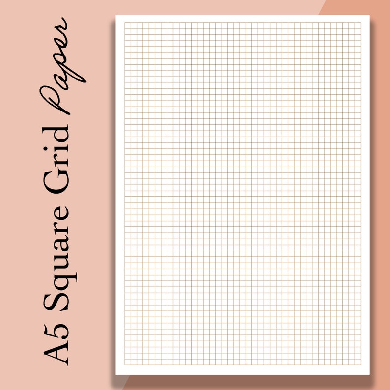 A5 Square Grid Paper Printable, 5mm Square Graph Paper Insert, A5 ...