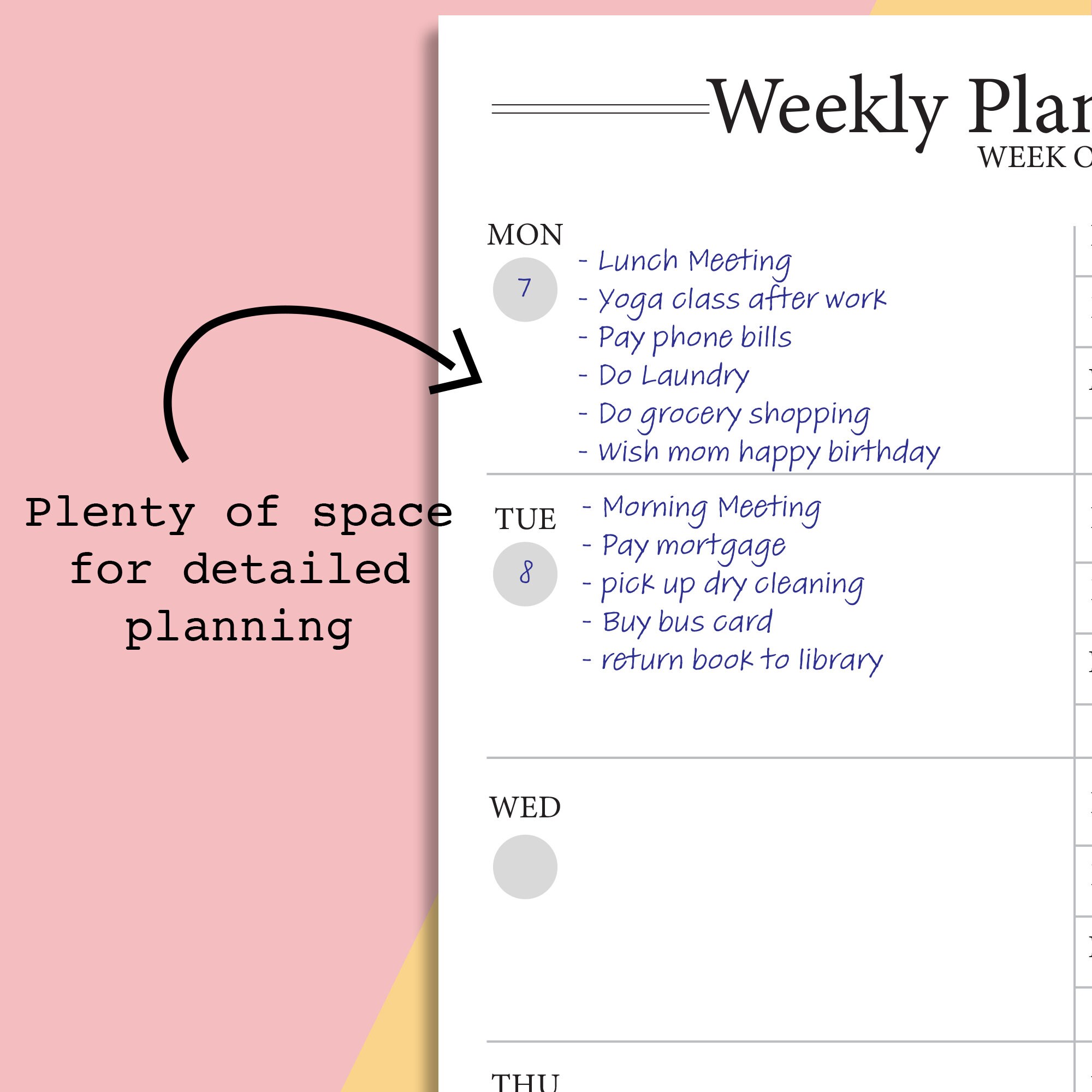 WO2P Printable Undated Week on Two Pages A5 Weekly Planner - Etsy