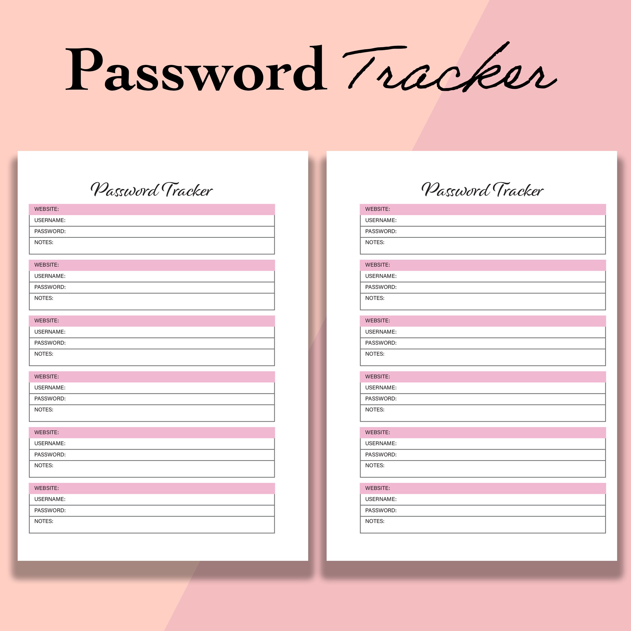 A6 Password Tracker Printable, Password Tracker Insert, Password Log ...