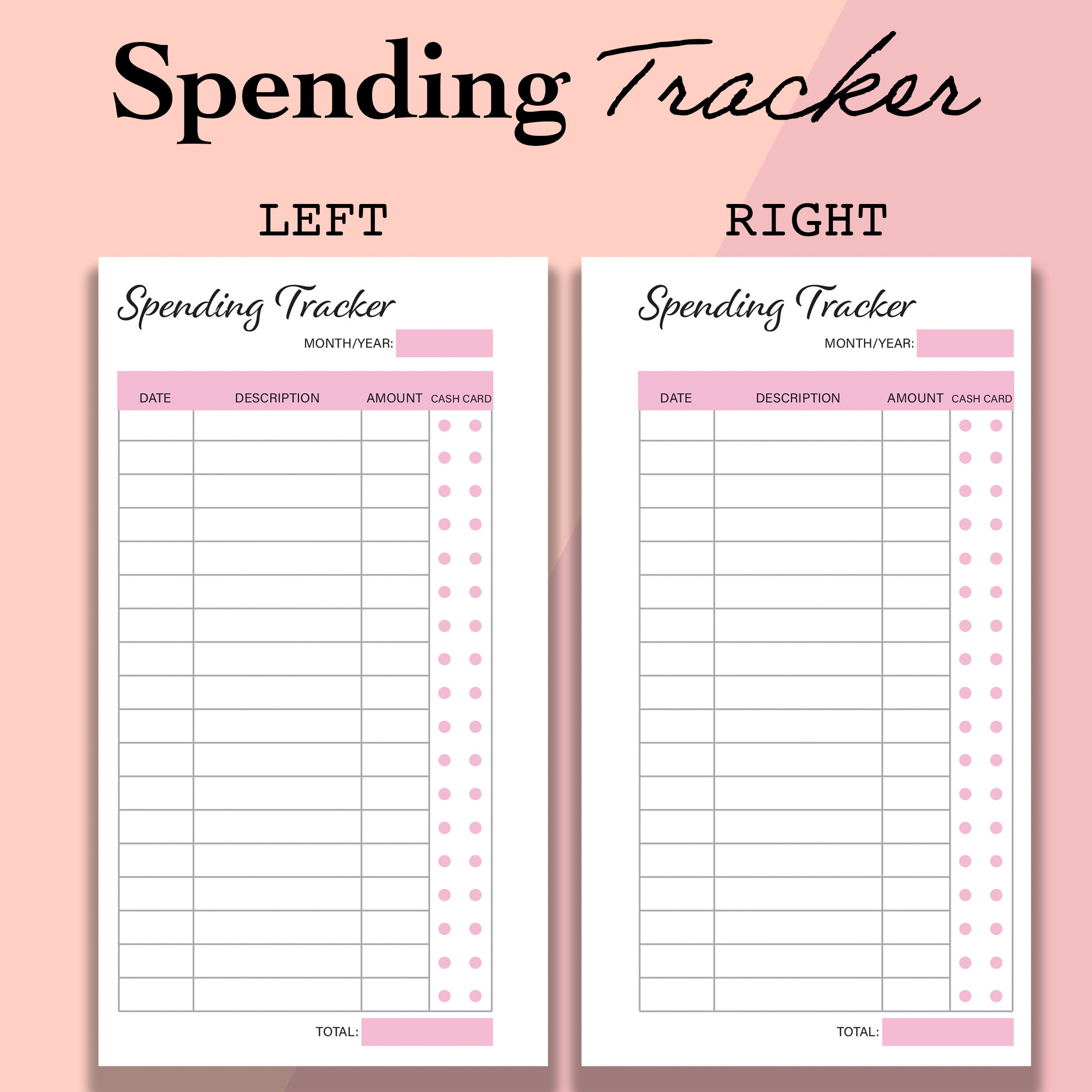 Personal Size Spending Tracker Inserts, Personal Expense Tracker ...