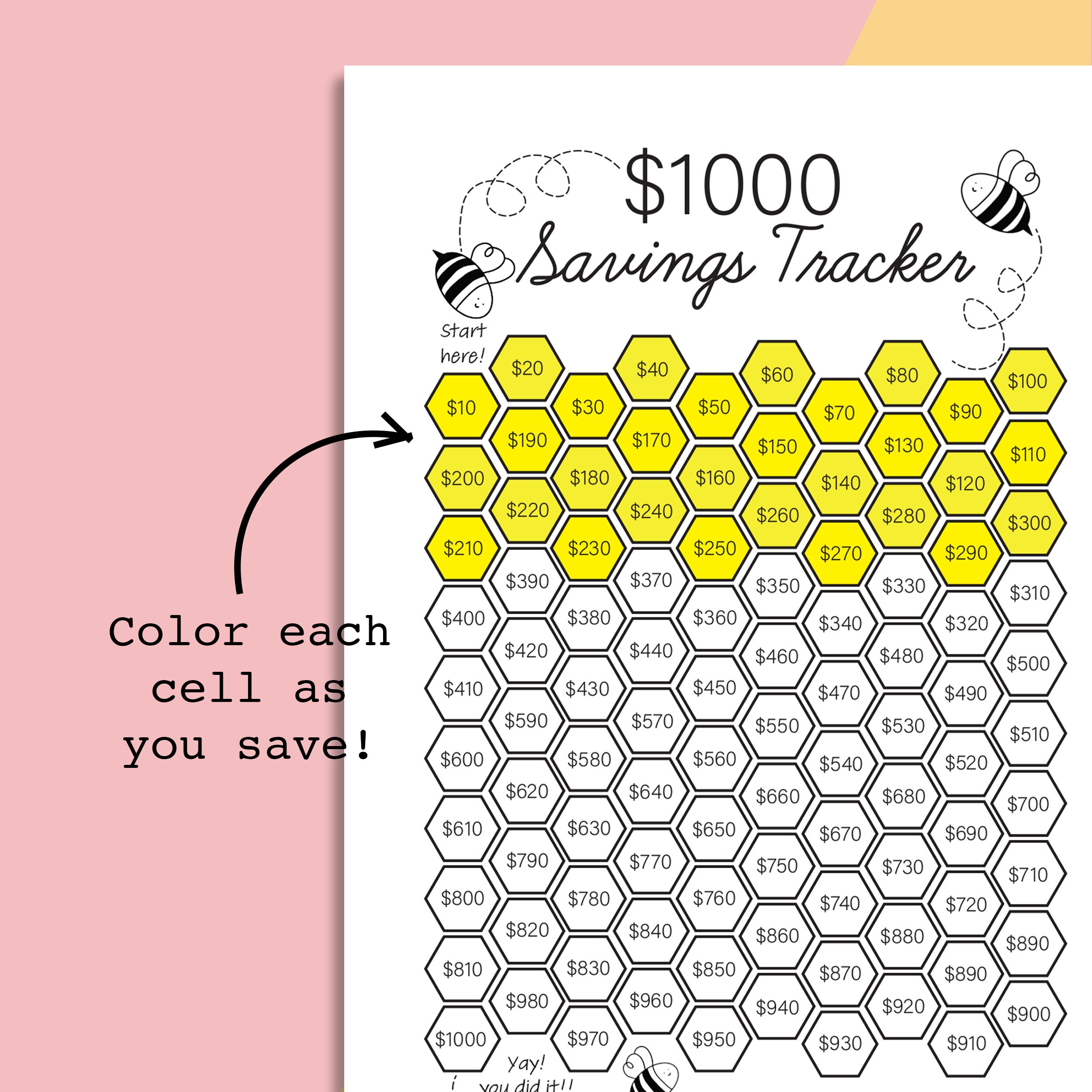 A6 1k Savings Tracker Printable, 1000 Savings Challenge Tracker, Money ...