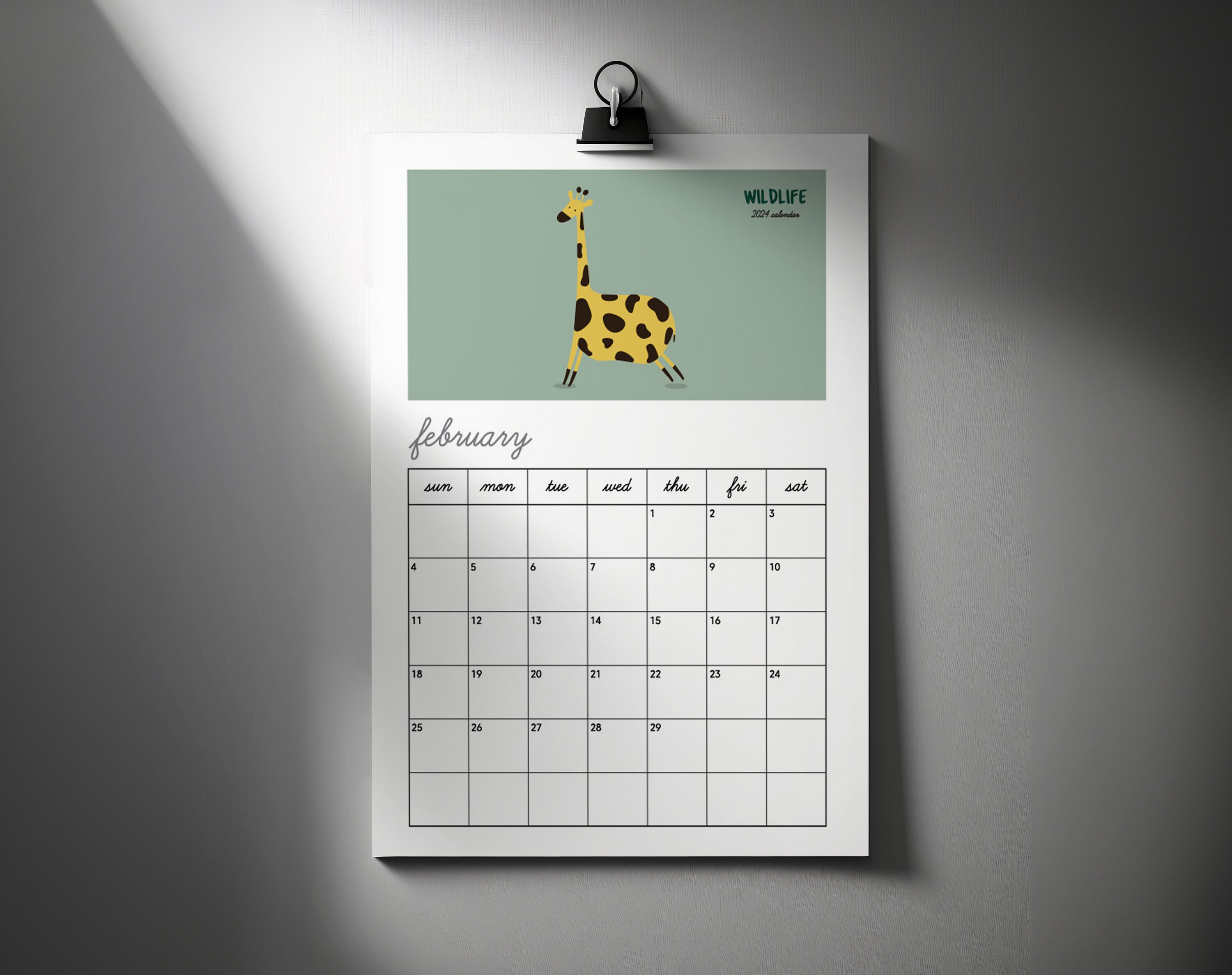 Animals Printable 2024 Calendar Planner, Seasonal 12 Monthly Pages ...
